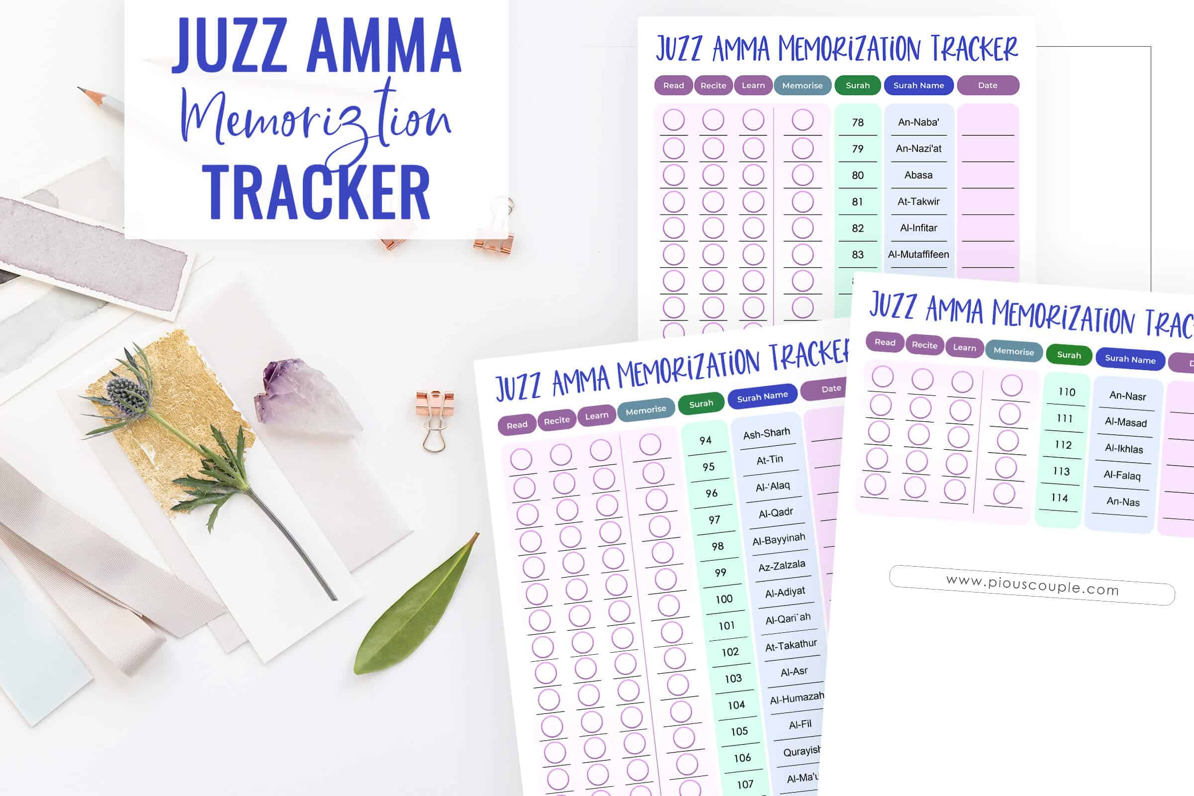 Juzz Amma Memorization Tracker | Pious Couple